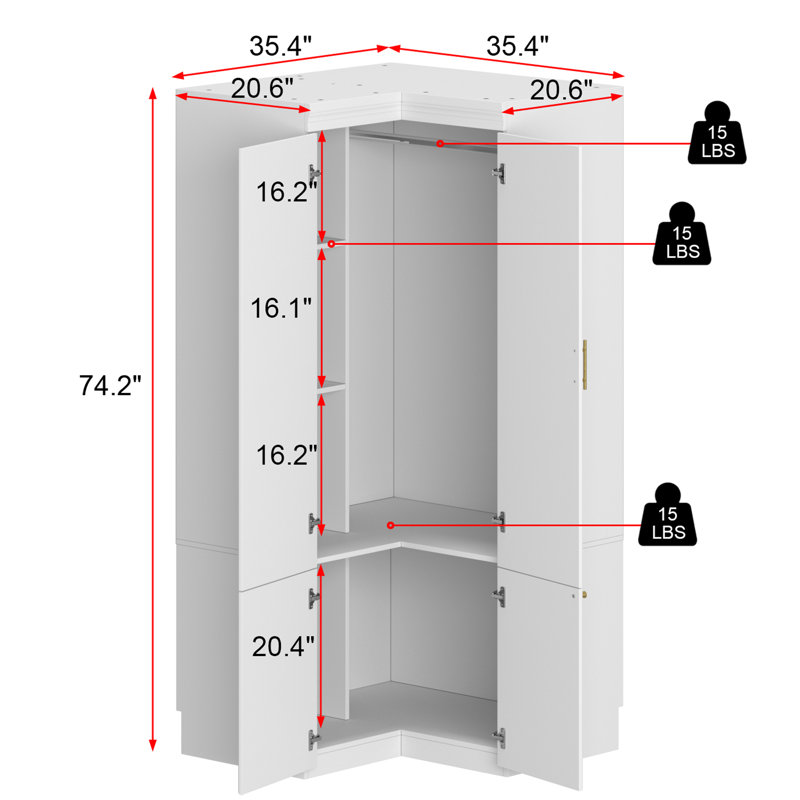 Corner shaped wardrobe store